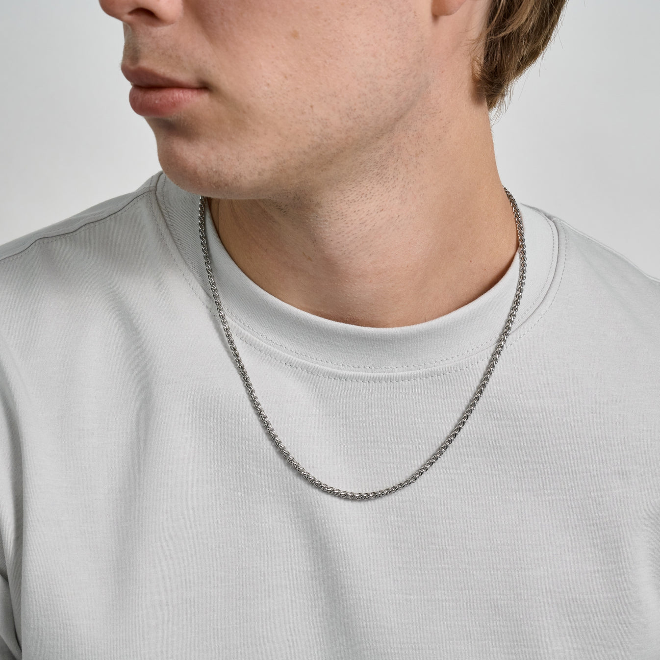 3mm Stainless Steel Round Franco Wheat Chain Unisex Necklace – The ...