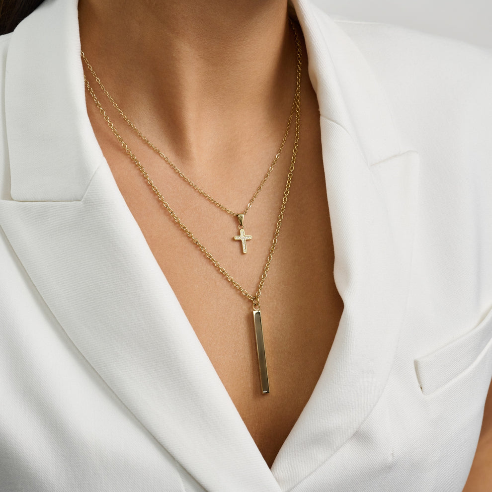 Personalized Stainless Steel Gold Rectangle Bar Pendant Necklace – The ...