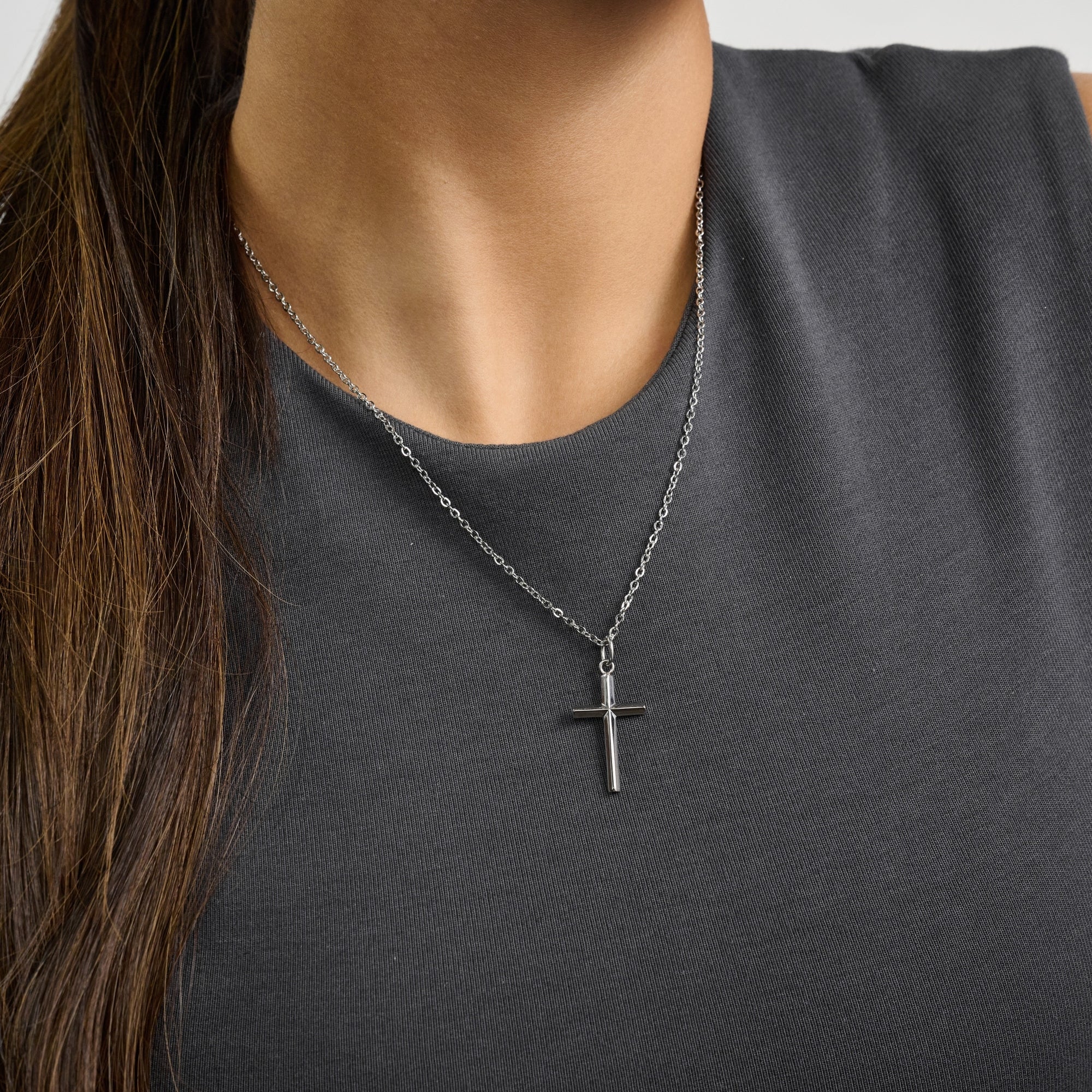 Womens Modern Stainless Steel Cross Pendant – The Steel Shop
