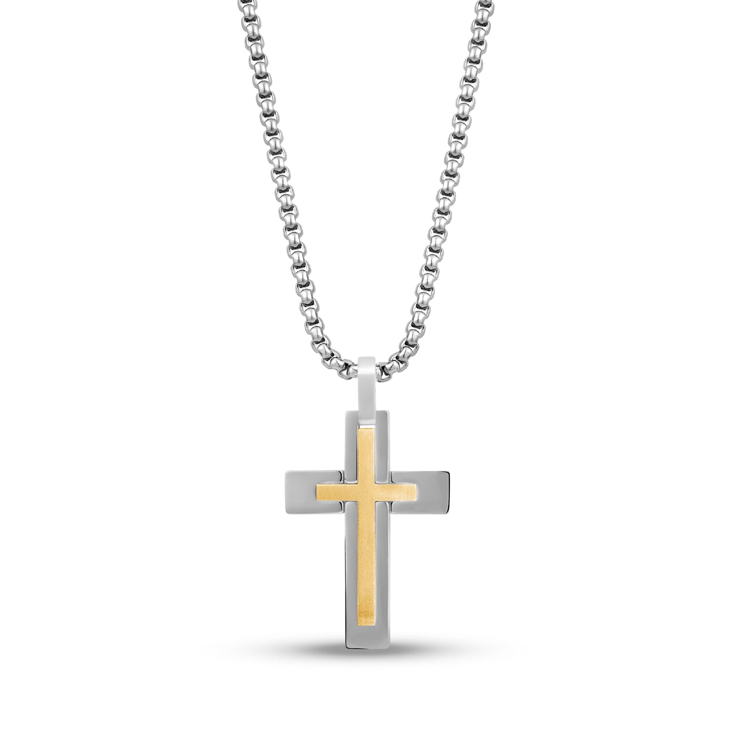 Matte and Shiny Two Tone Cross Pendant – The Steel Shop