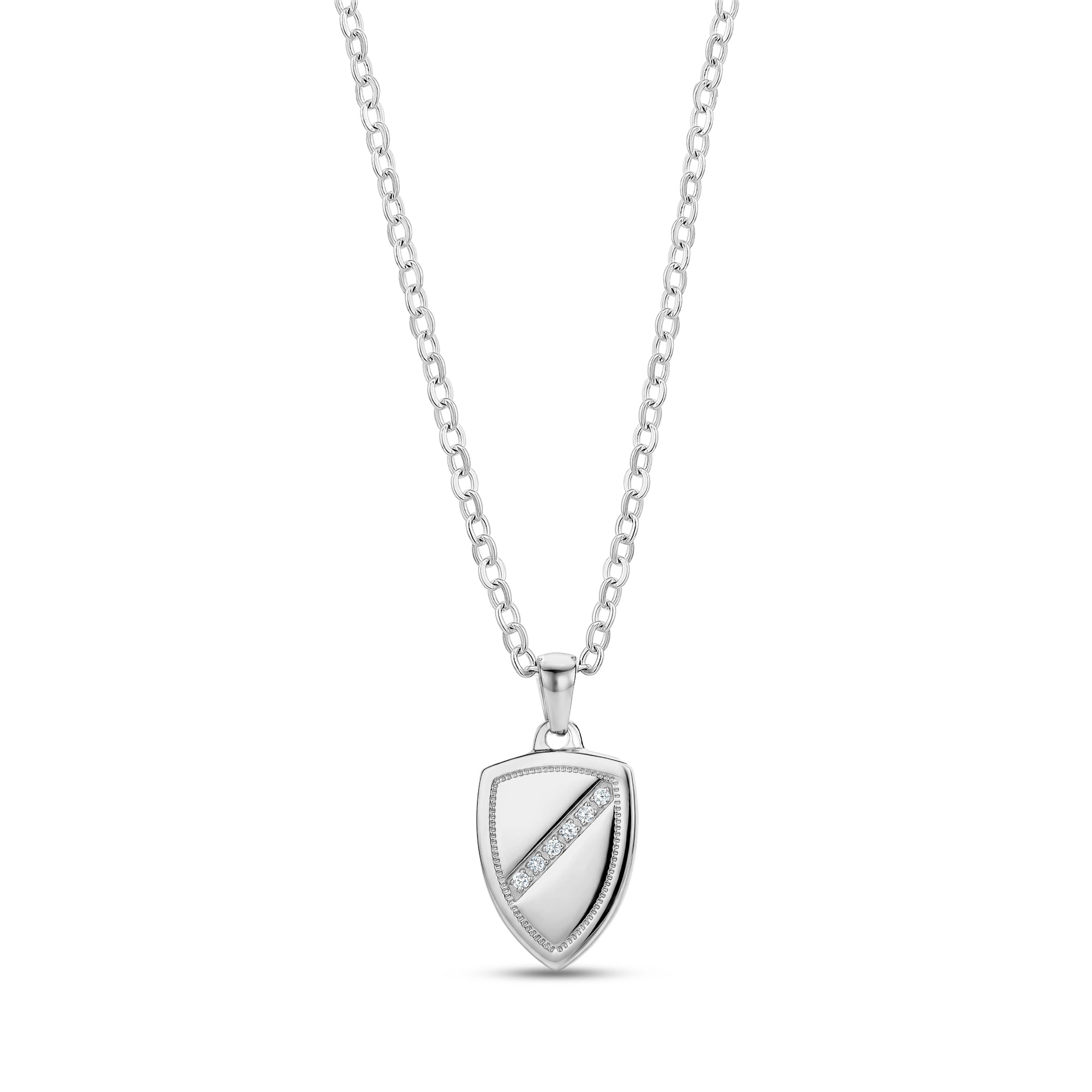 Mens Pavé Stripe Shield Stainless Steel Pendant – The Steel Shop