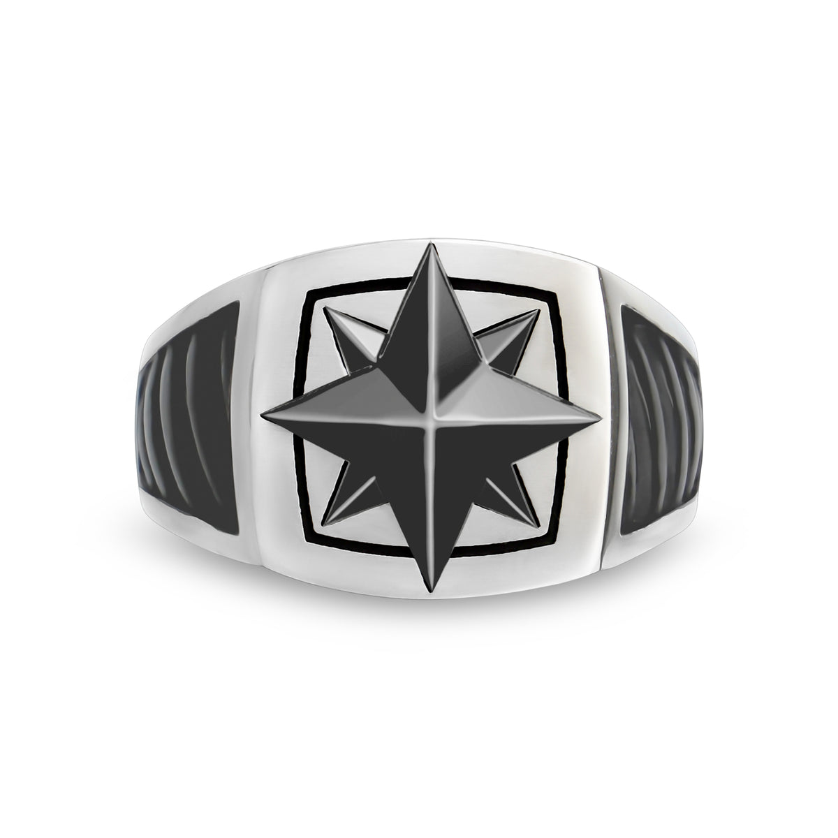 North Star Signet Ring in Stainless Steel and Gun Metal – The Steel Shop