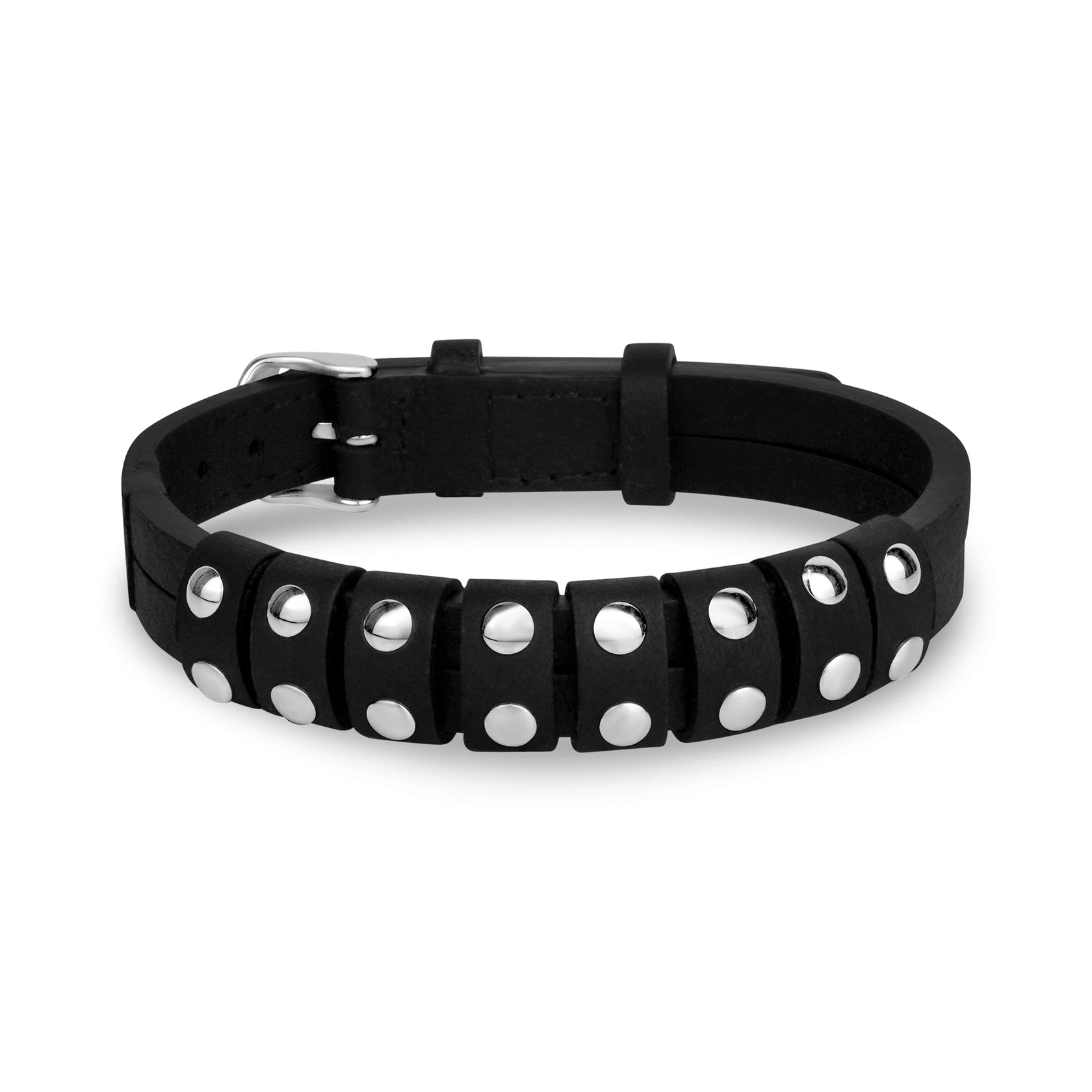 Rockstar Studded Leather Bracelet in Stainless Steel – The Steel Shop