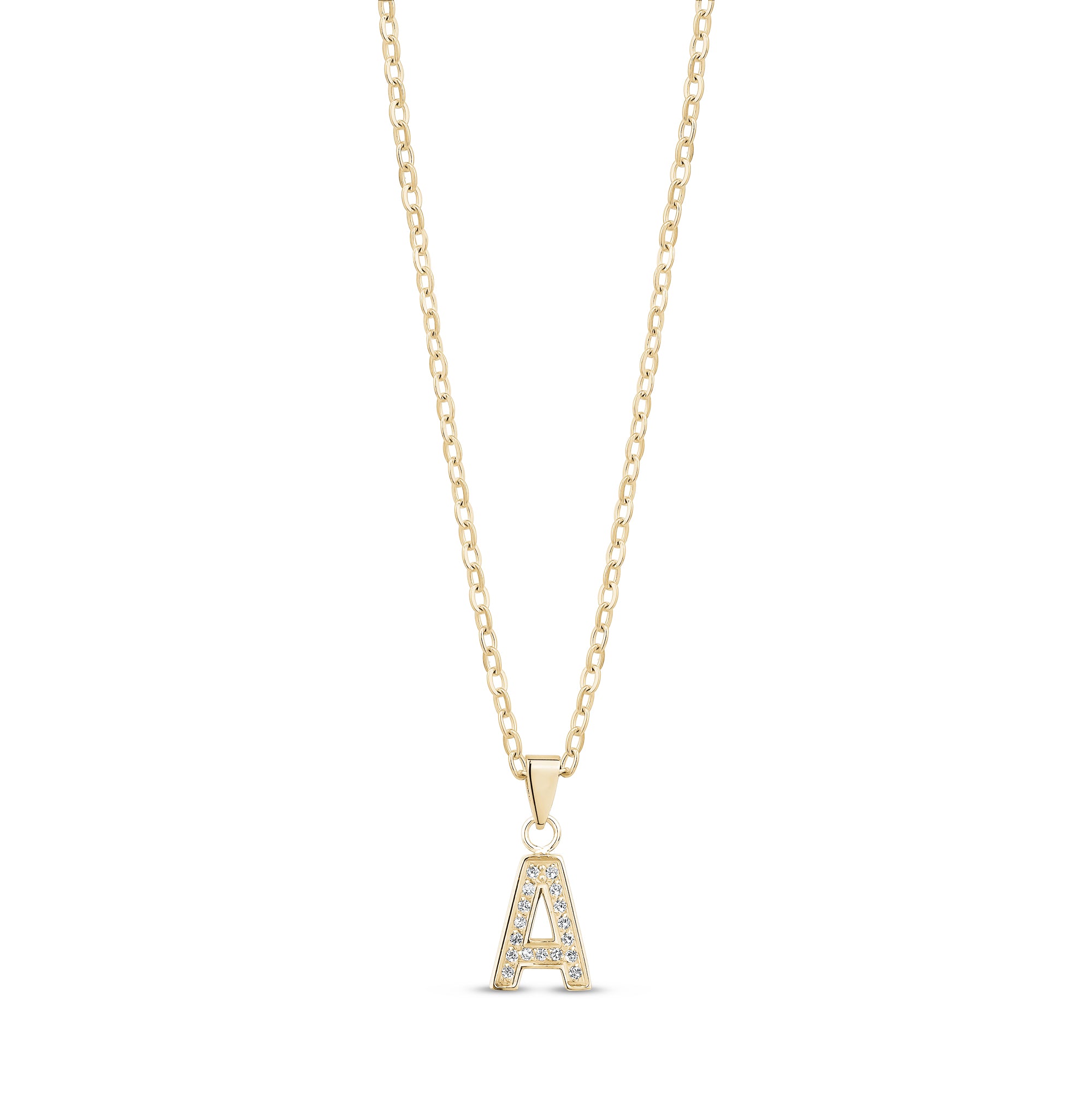 Stone-Set Gold Steel Initial Letter Pendant Necklace for Women – The ...